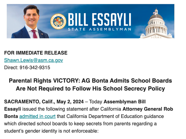 CA AG’s Attorney Says State’s Gender Secrecy Policy Not Enforceable ...